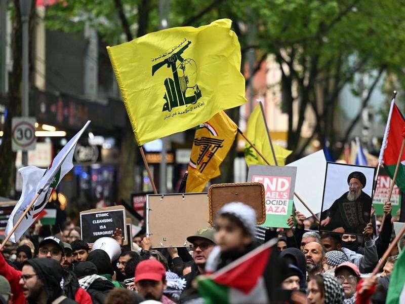 Protesters wave Hezbollah flags at Australian rally | Kyabram Free Press