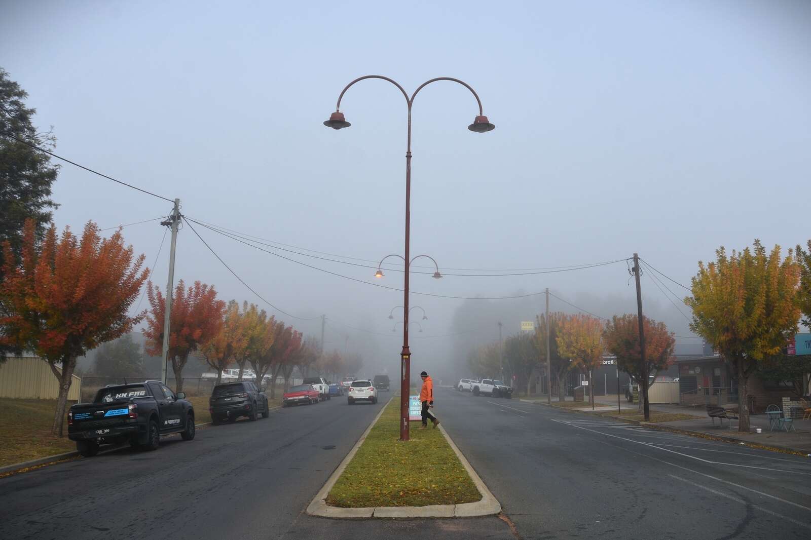 It isn’t yet winter, but the first fog of the year has landed in town ...