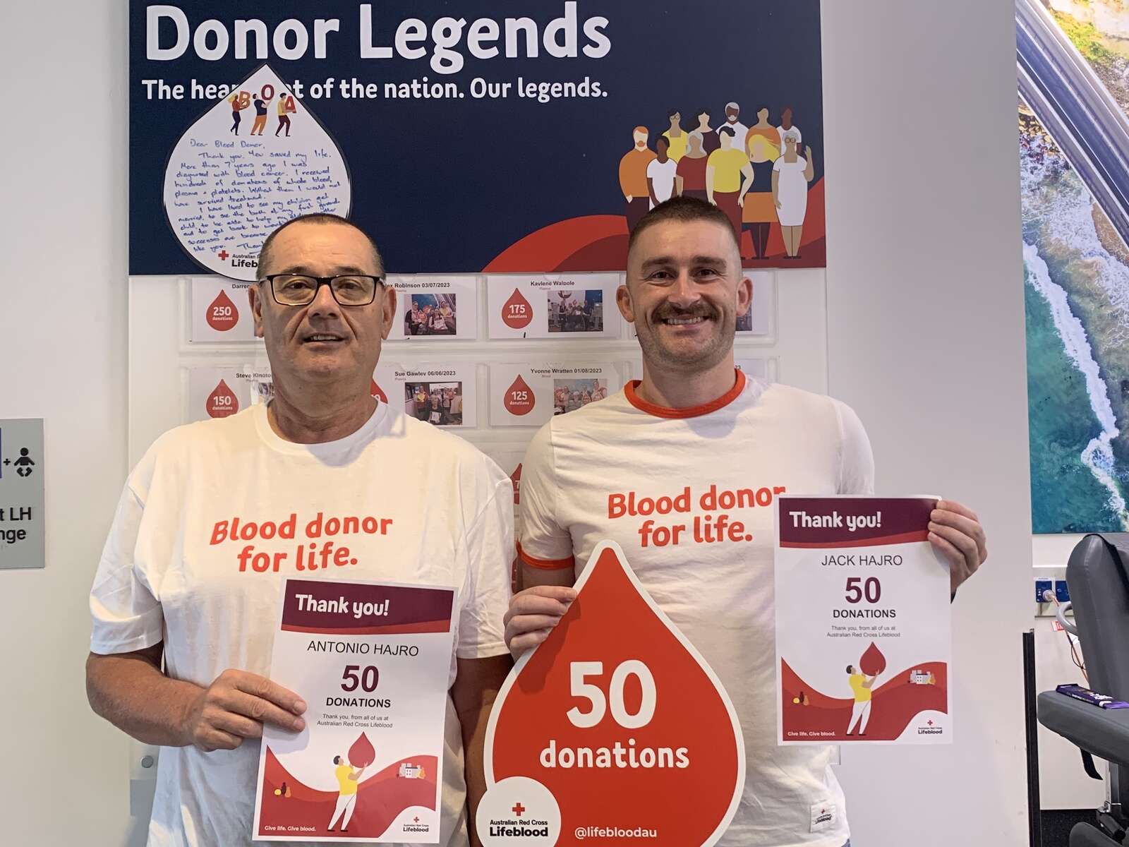 Celebrating 350 donations combined: A father, a son and a long-time ...