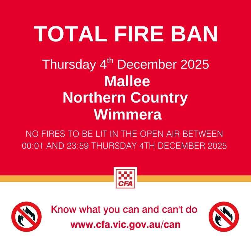 Total fire ban declared for December 4 | Benalla Ensign