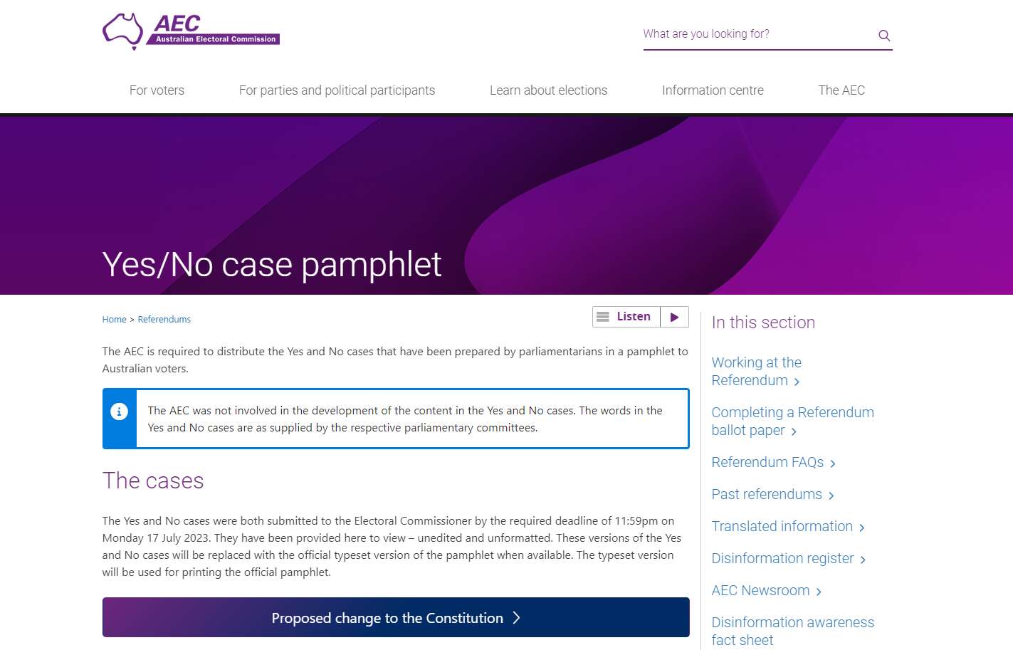 Official Yes and No cases posted online by AEC | Country News